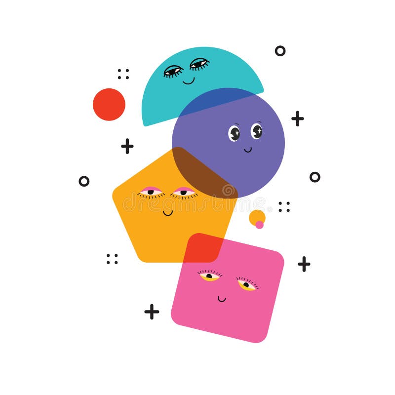 Collection of Abstract Comic Faces with Various Emotions. Crazy ...