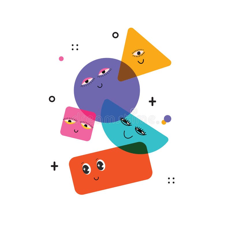 Collection of Abstract Comic Faces with Various Emotions. Crazy ...