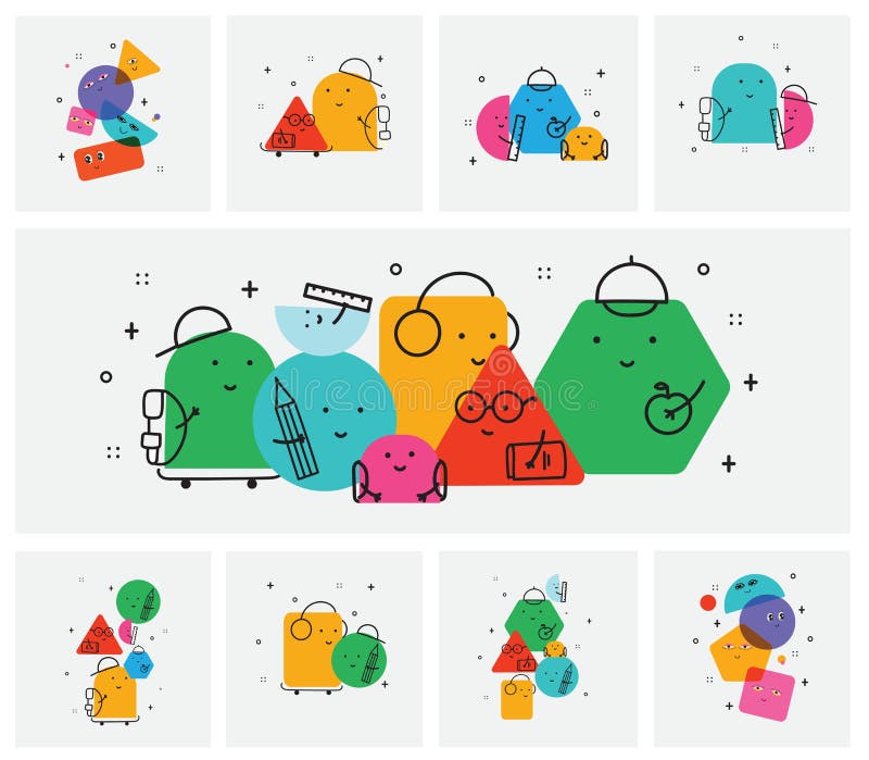 Collection of Abstract Comic Faces with Various Emotions. Crazy ...