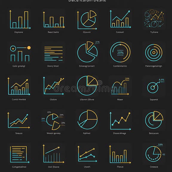 Collection of Abstract Data Visualization Icons in a Grid Layout ...