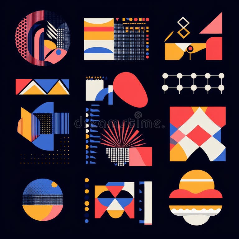Collection of Abstract Geometric Shapes in Flat Design Style. Vector ...