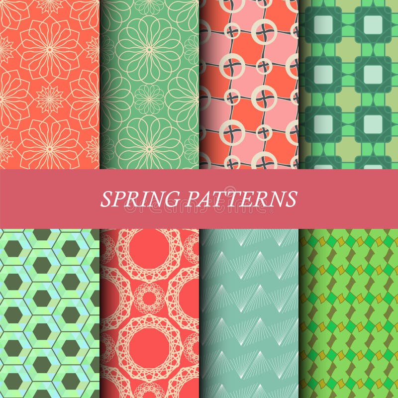 Collection of Abstract Geometric Spring Patterns Stock Vector ...