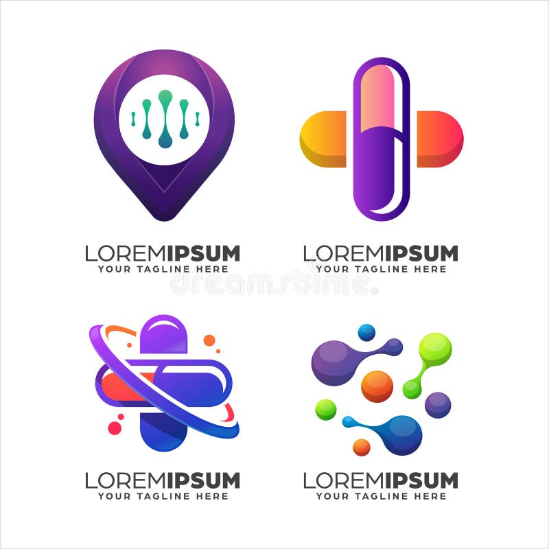 Collection of Abstract Gradient Dots and Capsule Logo Design Template ...