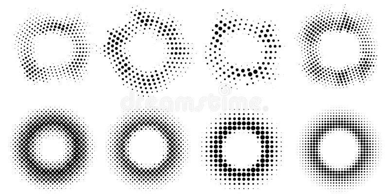 Halftone Frames a Set of 4 Halftone Frame Patterns Stock Vector ...