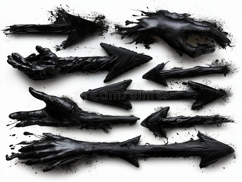 Abstract Ink Arrows Collection Stock Illustration - Illustration of ...