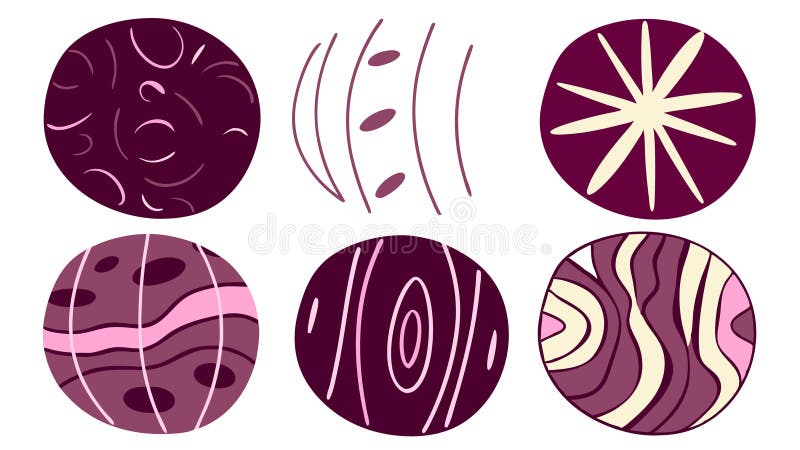 Collection of Abstract Hand Drawn Organic Textured Shapes. Flat Style ...