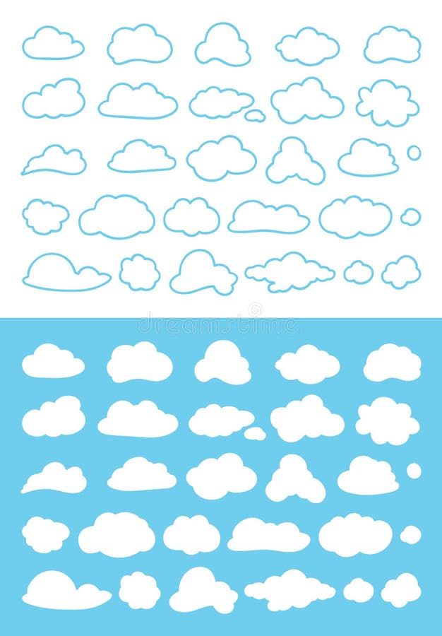 Collection of Abstract, Hand Drawn, Plain Colored and Linear Clouds ...