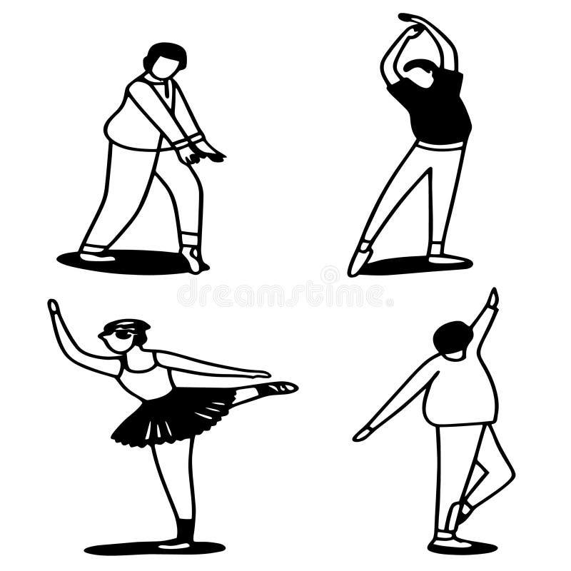 Abstract Illustrations of Diverse People Practicing Various Exercises ...
