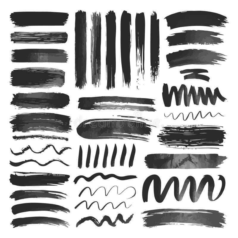 A Collection of Abstract Ink Lines, Waves, and Strokes with a Rough ...