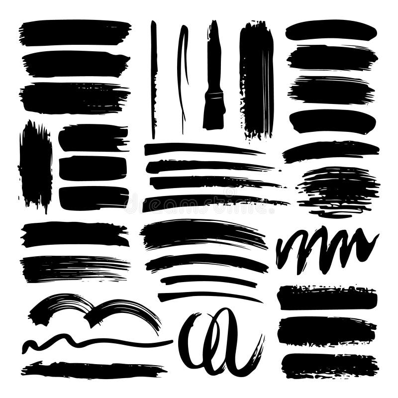 A Collection of Abstract Ink Lines, Waves, and Strokes with a Rough ...