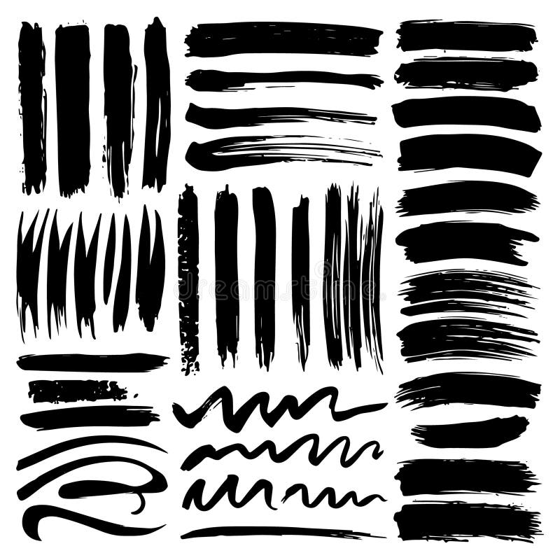 A Collection of Abstract Ink Lines, Waves, and Strokes with a Rough ...