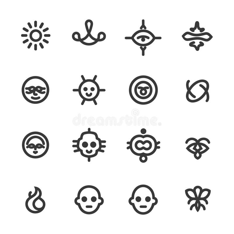 Collection of Sixteen Unique Line Art Symbols Abstract Design Elements ...