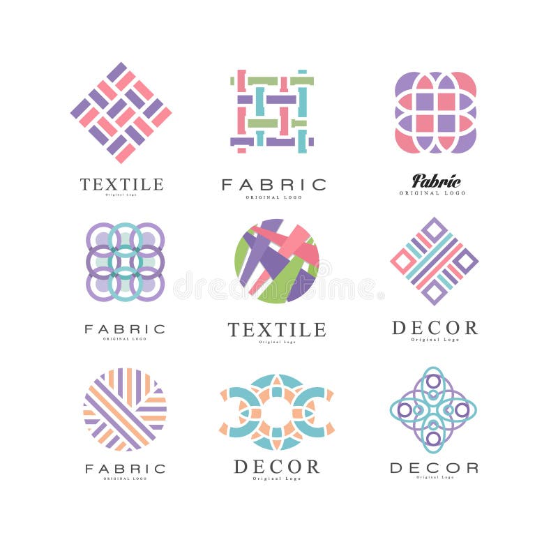 Fabric Logo Design Set, Textile Business Identity, Fashion Designer ...