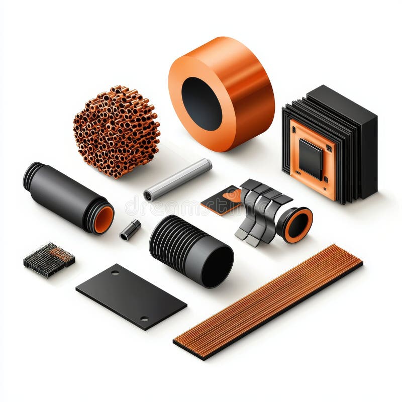 A Collection of Abstract Mechanical Components Featuring Modern Shapes ...