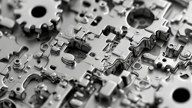 Collection Abstract Mechanical Puzzles Displays Various Intricate ...