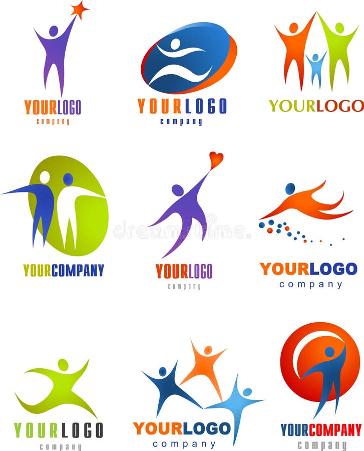 Collection of Abstract People Logos Stock Vector - Illustration of ...