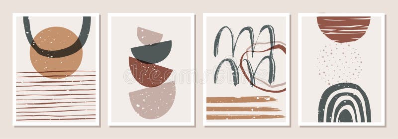 Collection of Abstract Posters with Geometric and Organic Shapes ...