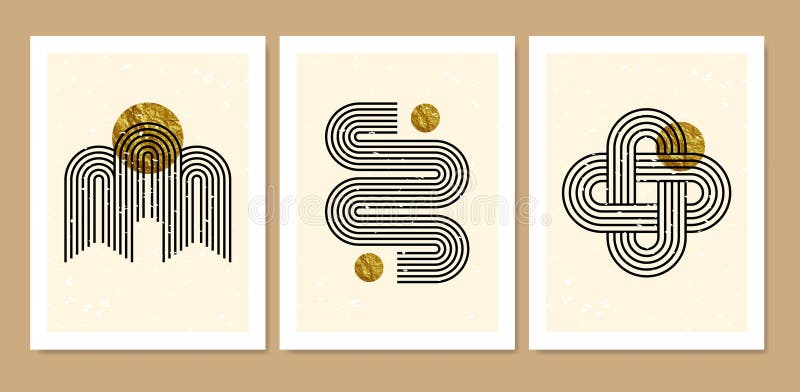 A Collection of Abstract Posters with Simple Geometric Lines, Shapes ...