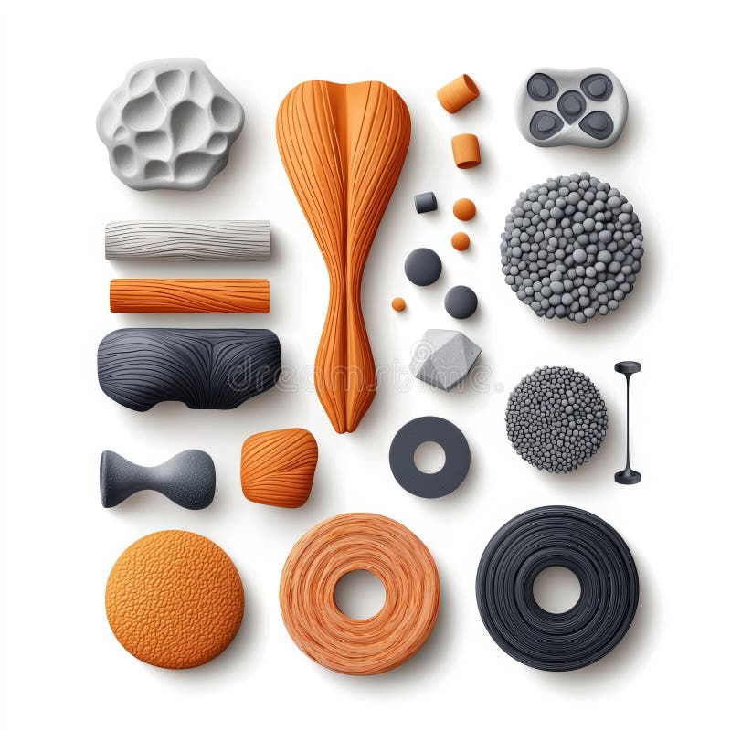 A Collection of Abstract Shapes and Textures in Orange Gray and Black ...
