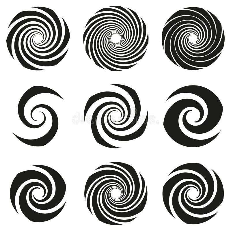 Set of Spiral Patterns in Black and White Stock Illustration ...