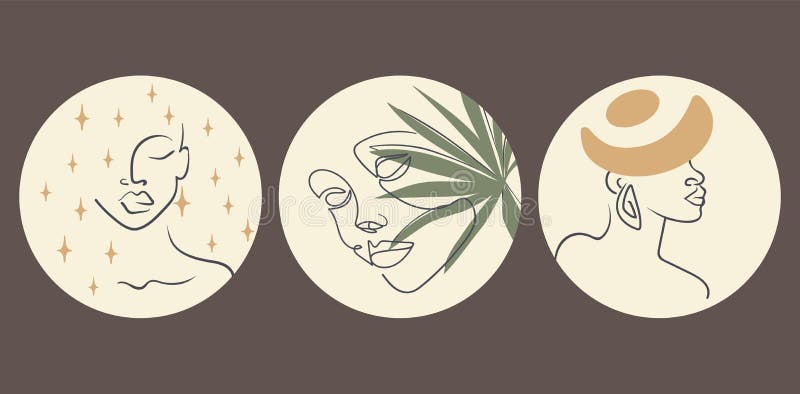 Collection of Three Various Vector Highlight Covers with Woman Face ...