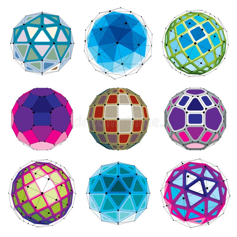 Collection of Abstract Vector Low Poly Objects with Lines and Do Stock ...