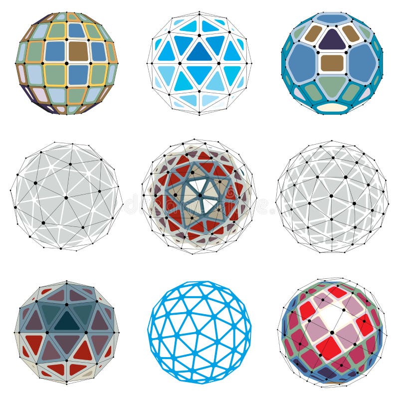 Collection of Abstract Vector Low Poly Objects with Lines and Do Stock ...