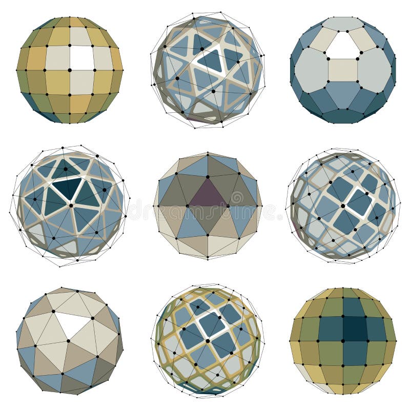 Collection of Abstract Vector Low Poly Objects with Lines and Do Stock ...