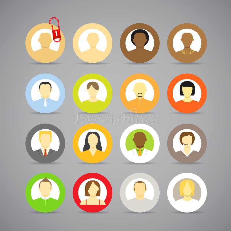 Set of Simple Face Avatar People Icons Stock Vector - Illustration of ...