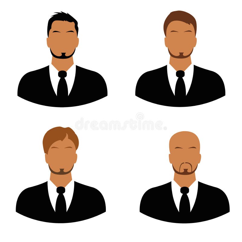 Collection, Account, Icons, Men, Faces, Flat Stock Vector ...
