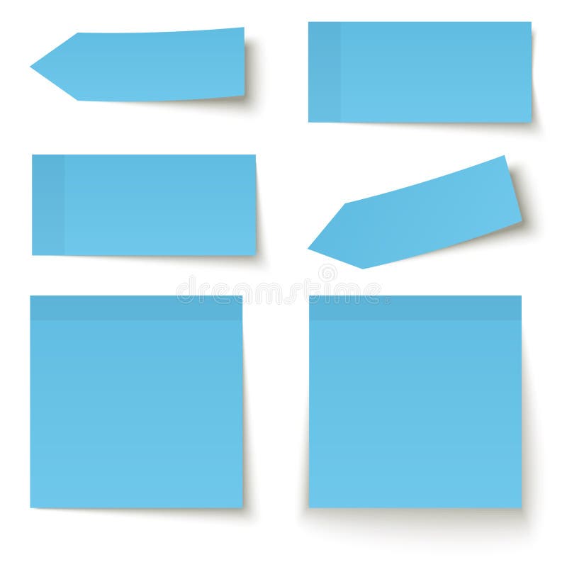 Collection of Adhesive Notes Blue Stock Vector - Illustration of blank ...