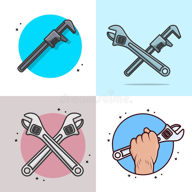 Pipe Wrench Cross Stock Illustrations – 455 Pipe Wrench Cross Stock ...