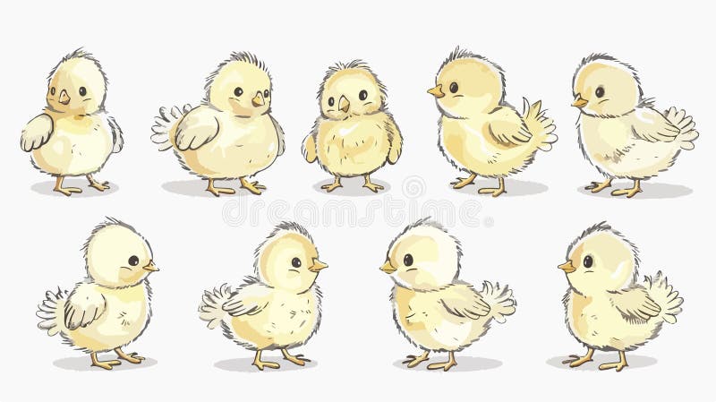 Collection of Adorable Cartoon Chicks in Various Poses for Creative ...