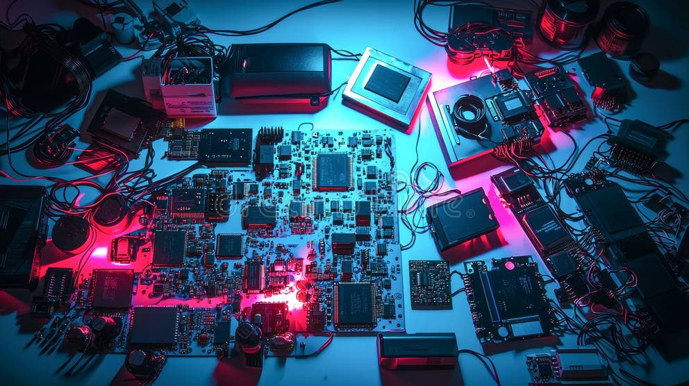 Collection of Advanced Electronic Components and Circuit Boards Under ...