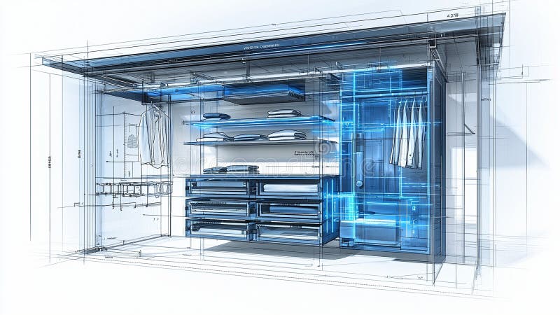 Futuristic Mechanized Wardrobe Designs Stock Illustration ...