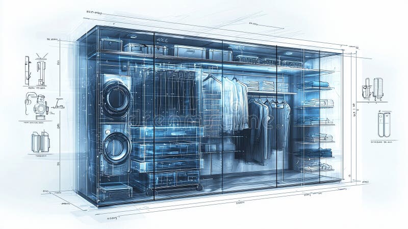 Futuristic Mechanized Wardrobe Designs Stock Illustration ...