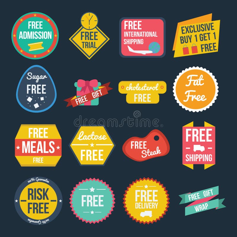 Collection of Advertisement Labels. Vector Illustration Decorative ...