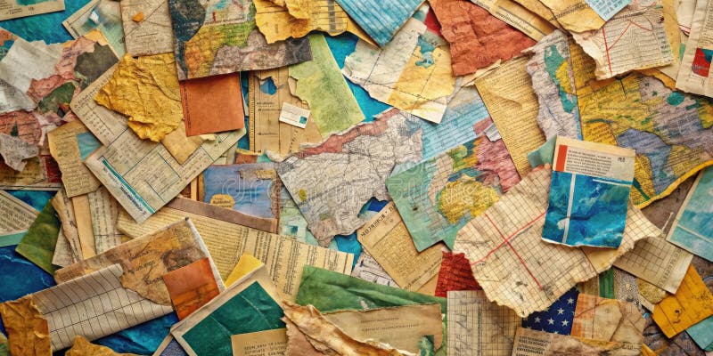 A Collection of Aged and Fragmented Papers, Maps, and Documents ...