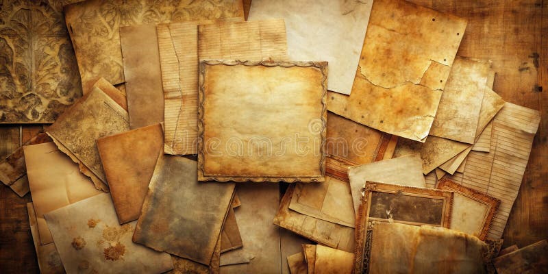 A Collection of Aged Papers and Documents Showing Signs of Time and ...