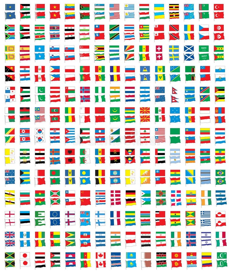Flags of the World with Country Names Stock Vector - Illustration of ...