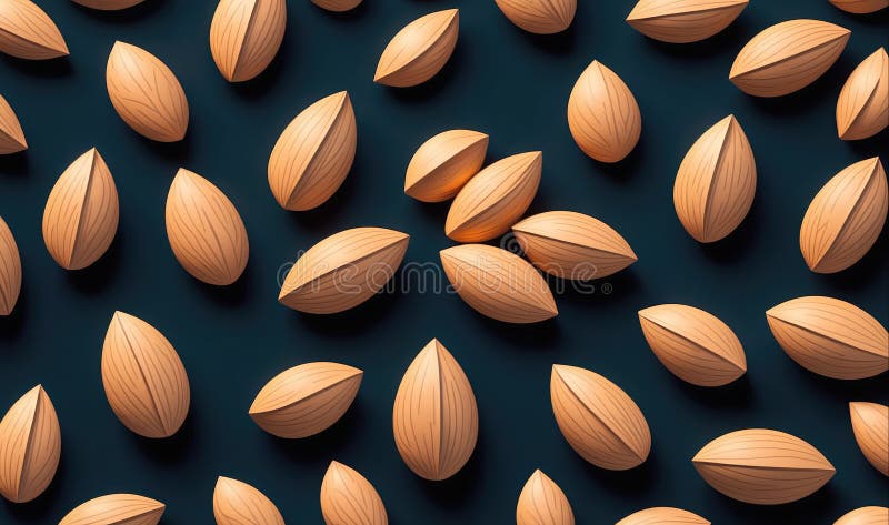 Almond Shells Arranged on a Dark Blue Surface Stock Image - Image of ...