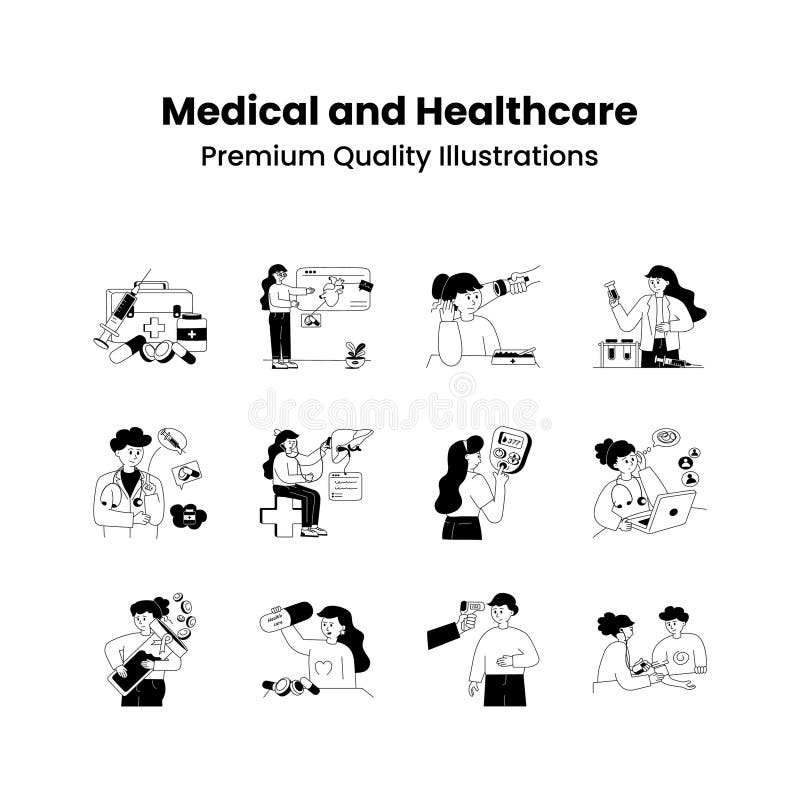 Collection of Amazing Drawing Illustrations of Health and Checkups ...