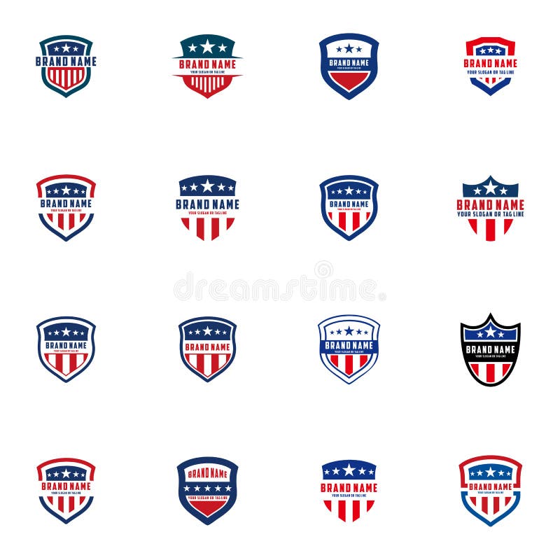 Collection of American Shield Stock Vector - Illustration of national ...