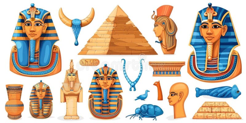 Collection of Ancient Egyptian Items Including Vases, Statues, and ...