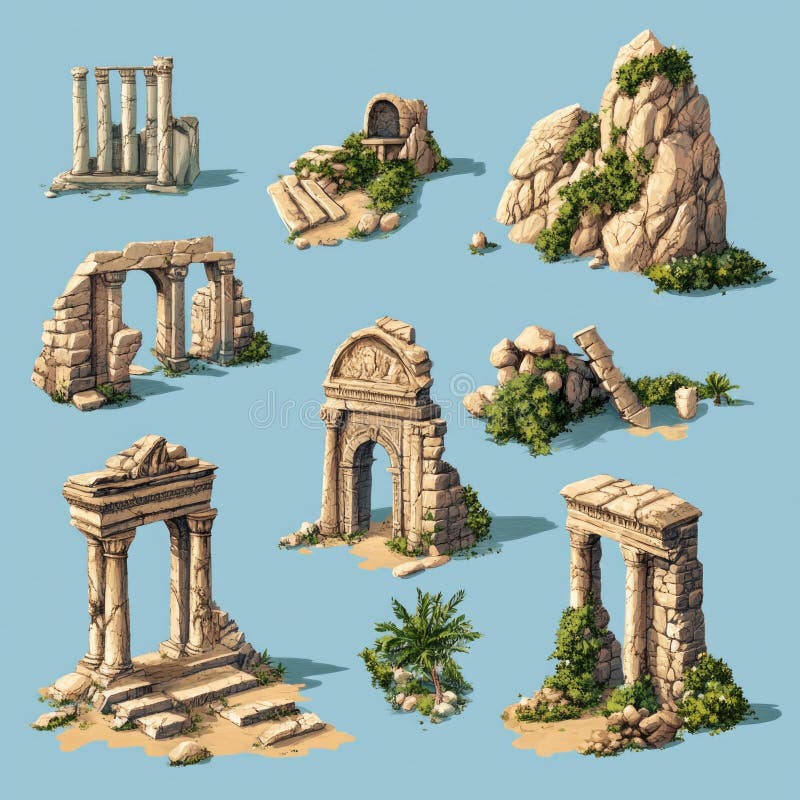 Collection of Ancient Stone Monuments and Structures with Unique Shapes ...
