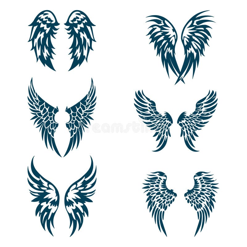 Collection of Angel Wings Designs Stock Illustration - Illustration of ...