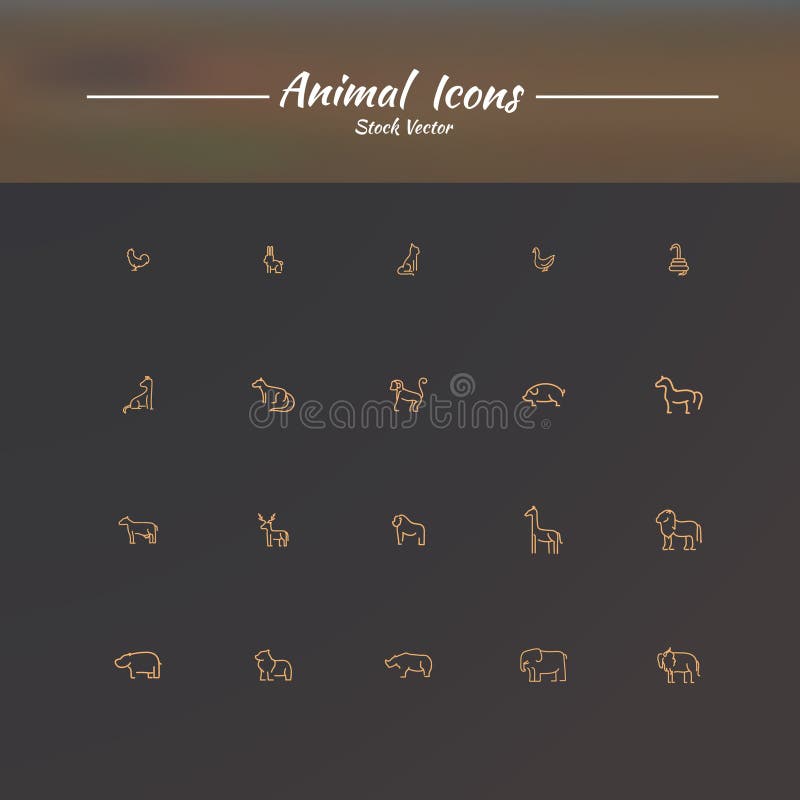 Collection of Animal Icons. Vector Illustration Decorative Design Stock ...