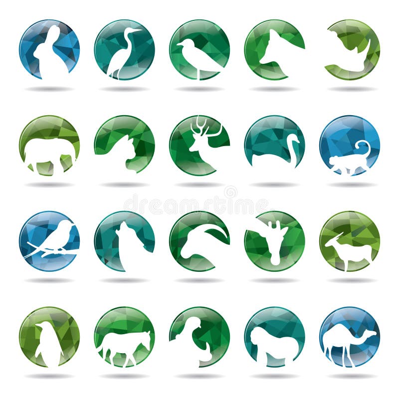 Collection of Animals Icons. Vector Illustration Decorative Design ...