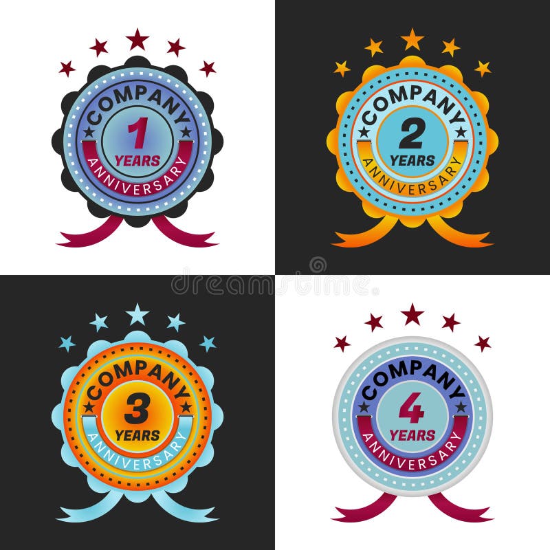 Collection of Annual Commemorative Logo Badges and Labels. Stock Vector ...