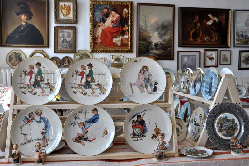 Collection of Antique Decorative Ceramic Plates Editorial Image - Image ...